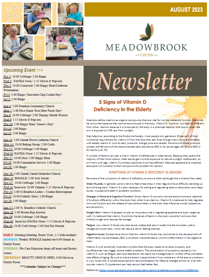 NEWSLETTER | Meadowbrook of Chetek