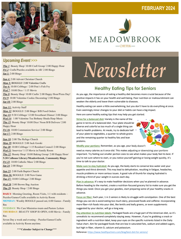 NEWSLETTER | Meadowbrook of Chetek